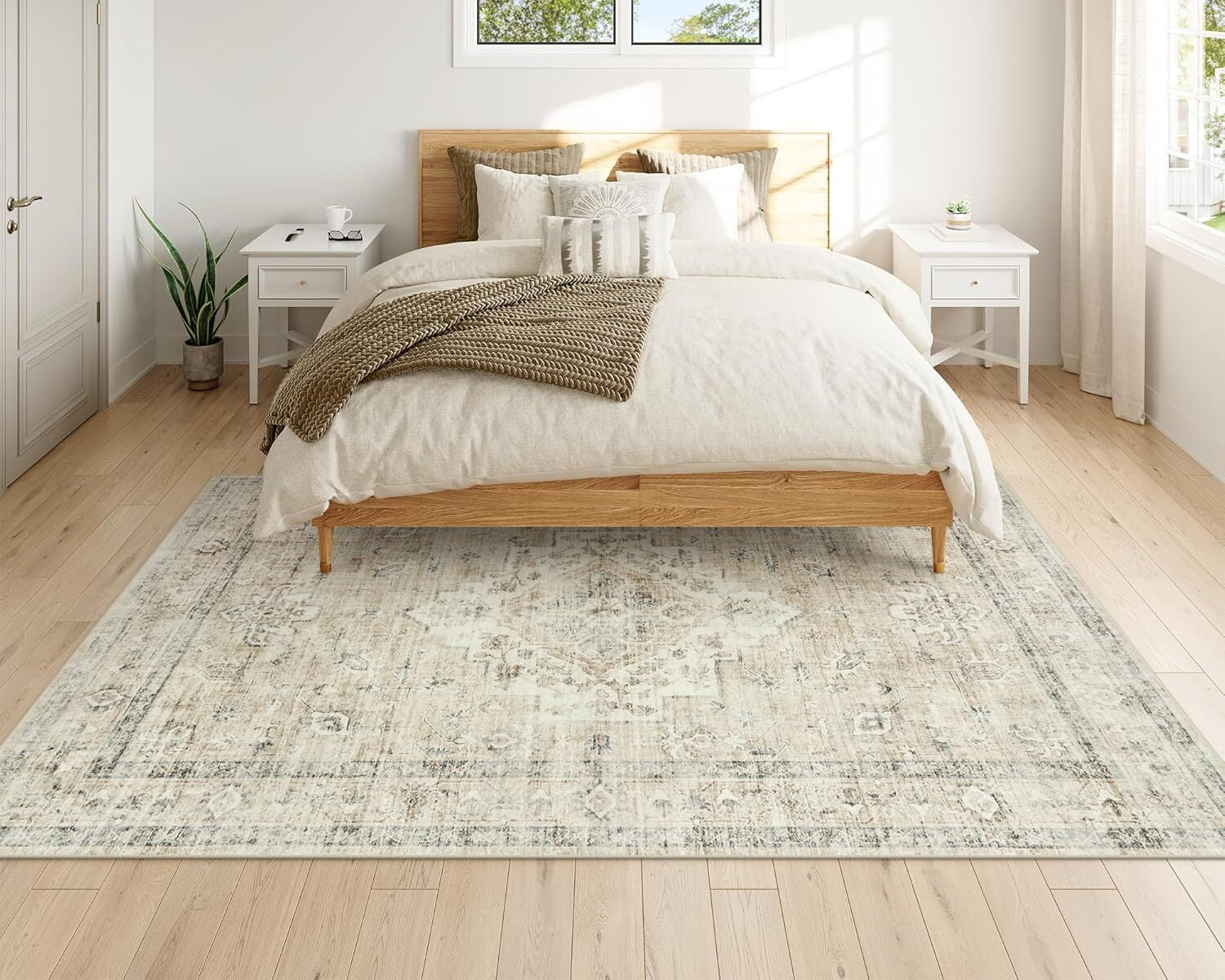 Lahome Washable Rug 5'x7' Farmhouse Indoor Entryway Rug Tribal Low-Pile ...