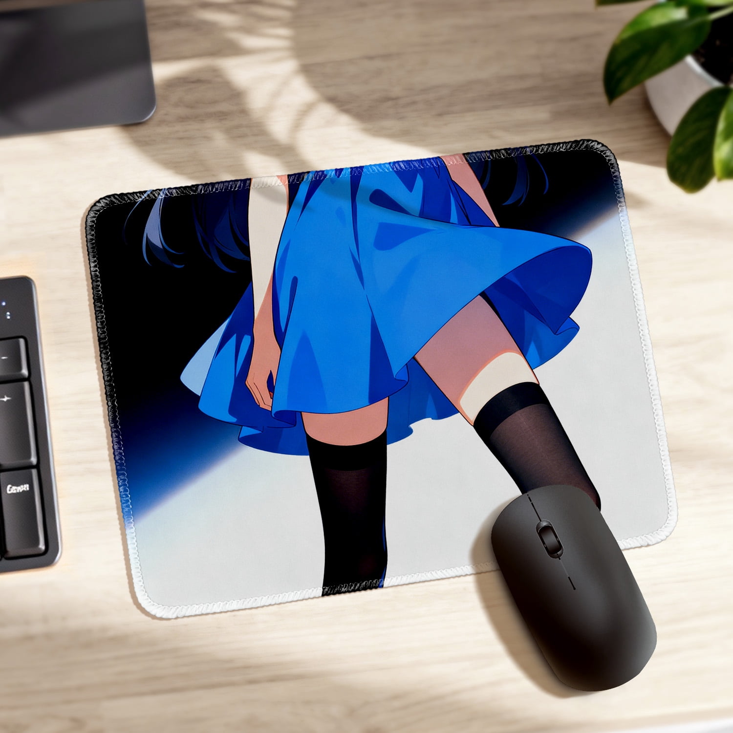 LIVEKEY Mouse Pad Durable Easy Clean Anti Slip Stitched Edge Anime Girl ...