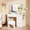 LIVELYGLOW Vanity Desk with Smart LED Lighted Mirror, Built-in Power ...