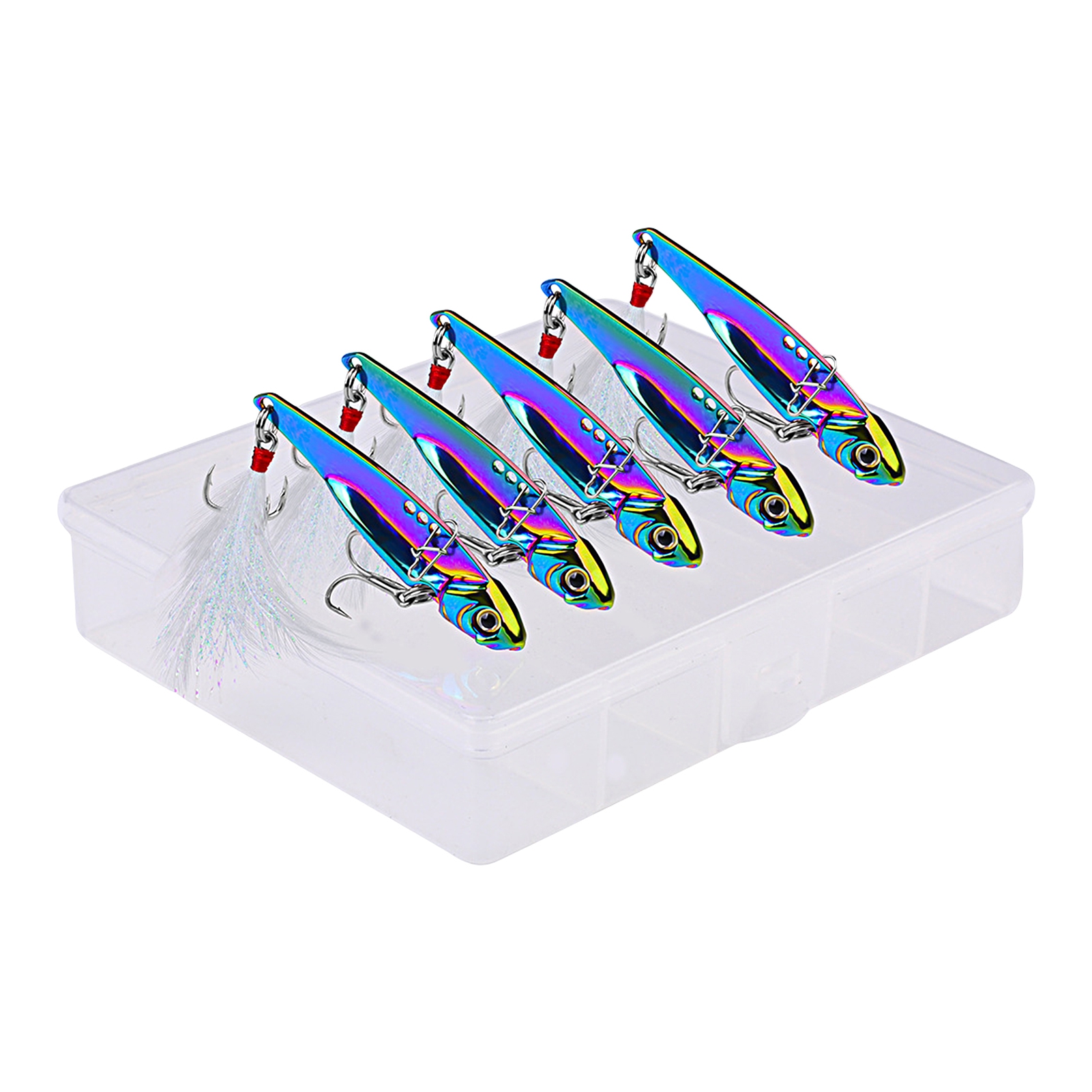 LIVEST 5Pcs Fishing Lure 3D Fisheyes Bright Color Coating Reflective Sharp Hook PP Box ...