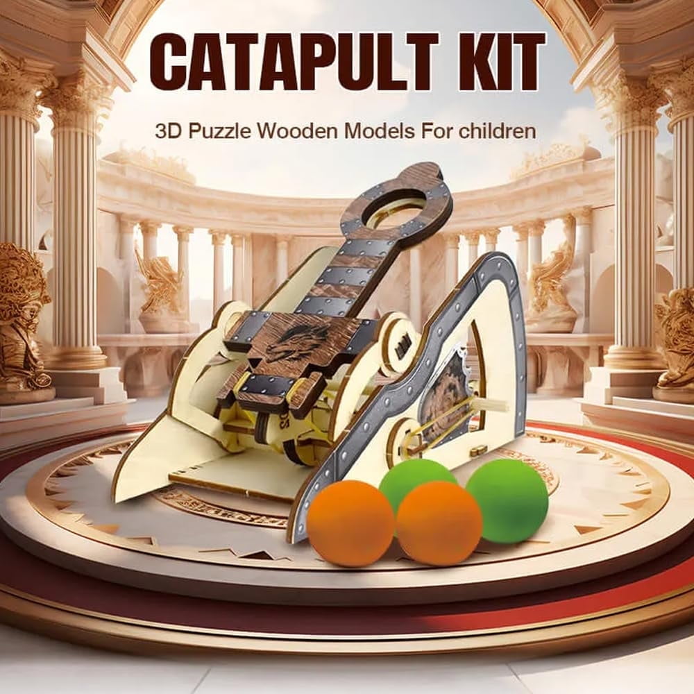 Livevie 3D Wooden Catapult Kit - Hands-On STEM Toy, Explore Physics ...