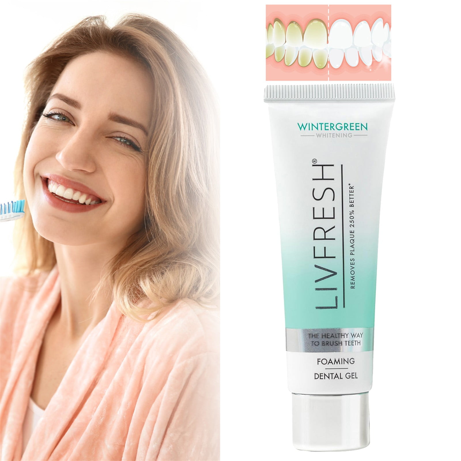 LIVFRESH Dental Gel: Clinically Proven 250% Better Plaque Removal, 190% ...