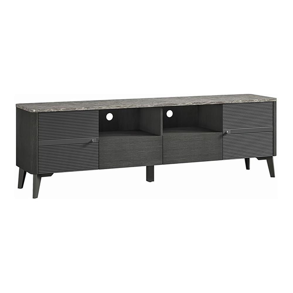 LIVILAND Engineered Wood & Marble TV Stand for TVs up to 75" in Dark ...
