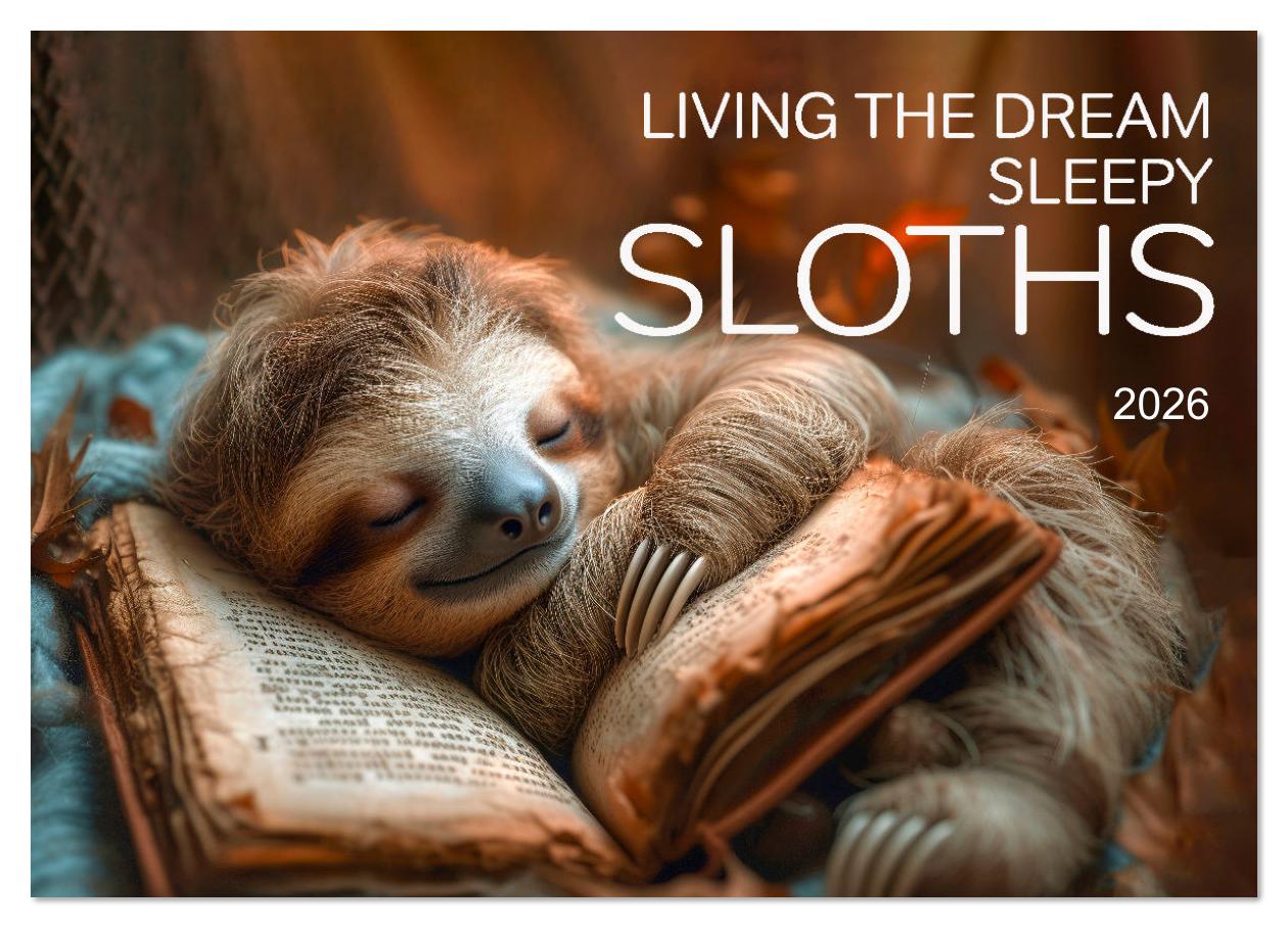 LIVING THE DREAM - SLEEPY SLOTHS (Monthly Wall Calendar 2026 16.5 x 23. ...
