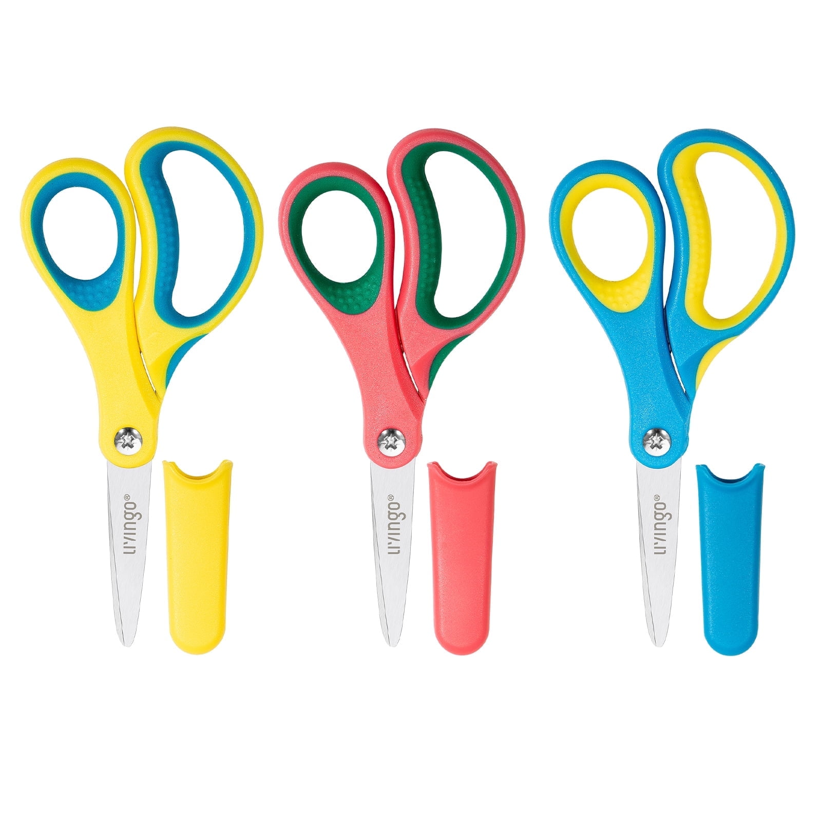 LIVINGO 3 Pack Pointed Tip Scissors with Cover for Crafts, 5 inches ...