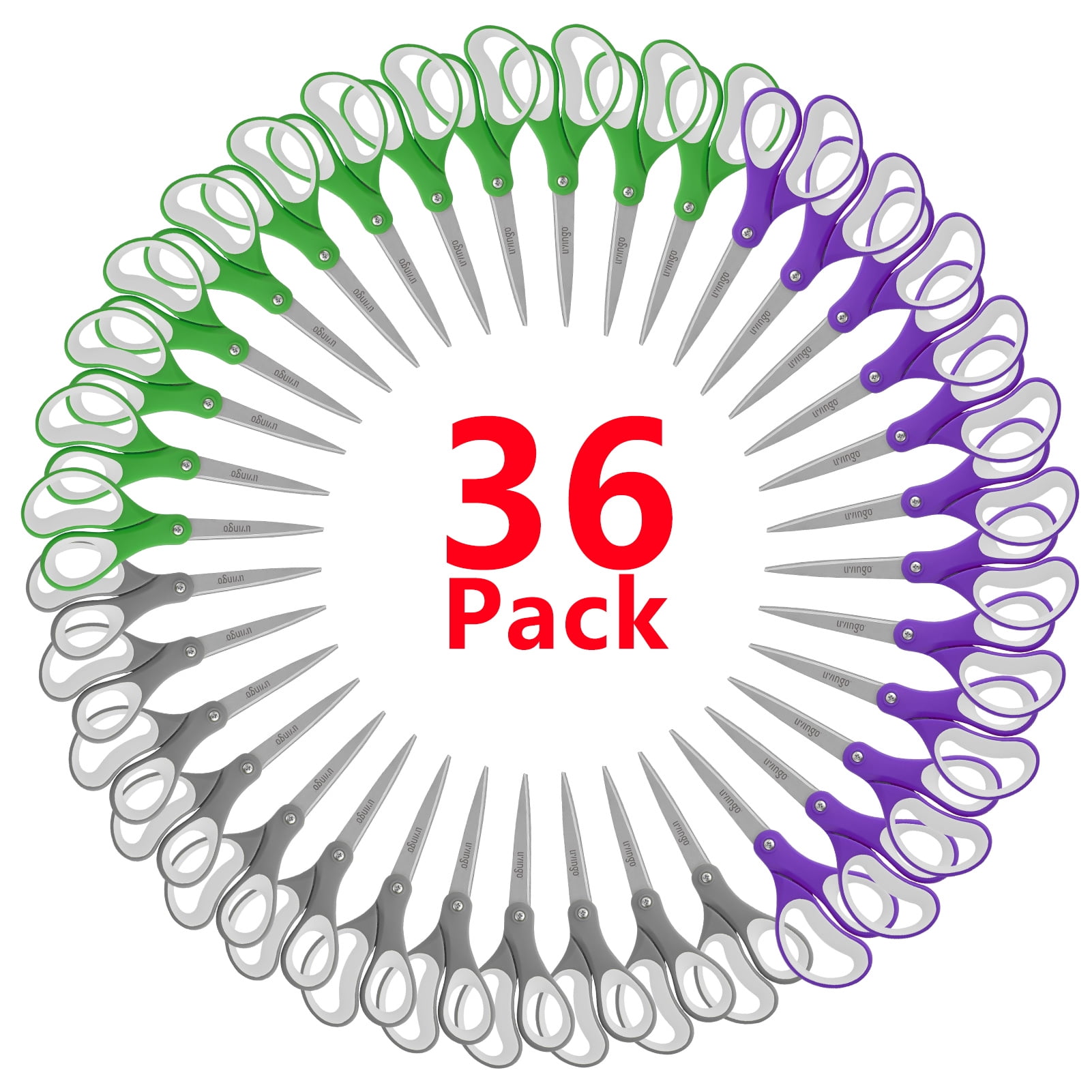 LIVINGO 36 Pack 8” Office Scissors, Multipurpose Shears for School ...