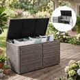 LIVIZA 88 Gallon Outdoor Patio Storage Box, Patio Wicker Storage Bench ...