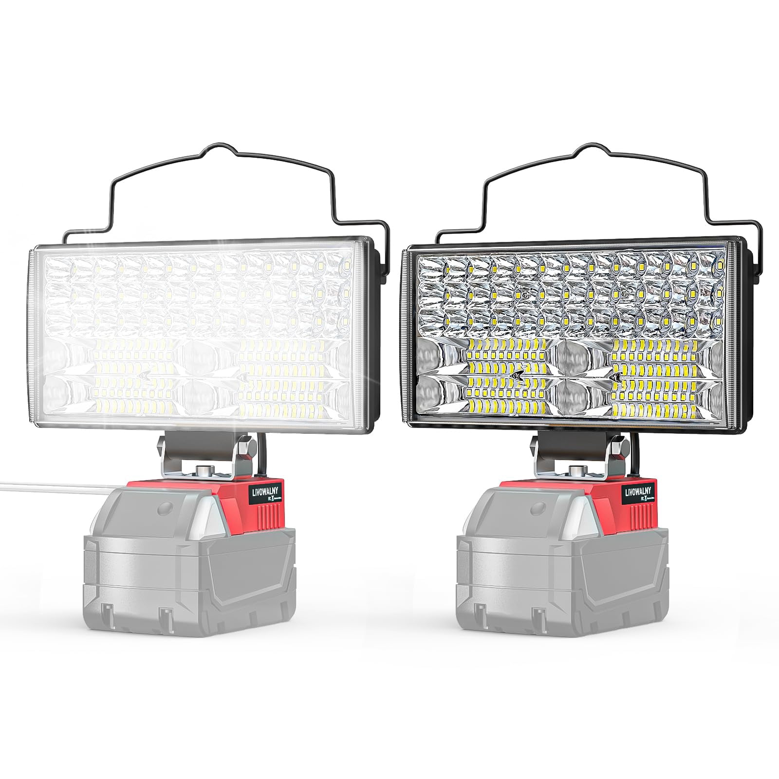 LIVOWALNY 7'' 100W LED Work Light Compatible with Milwaukee Battery ...