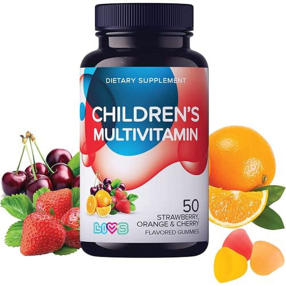 LIVS Gummies: Children’s Multivitamin; Essential vitamins and Minerals, Strawberry, Orange ...