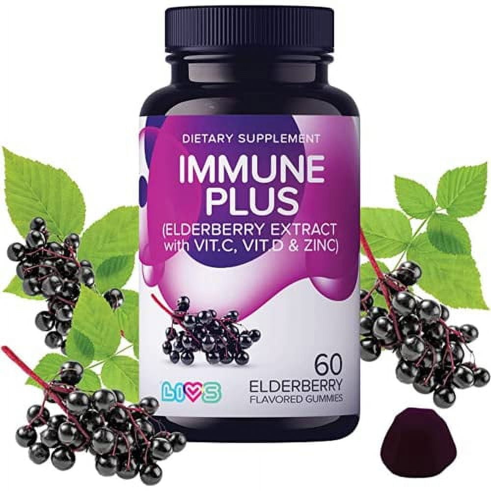 LIVS Gummies: Immune Plus Vitamin, Vitamin C, D, & Zinc. Elderberry flavor, 60 Count - Walmart.com
