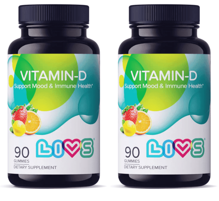 LIVS Vitamin D Gummy. Wellness Supplement, 50mcg. 90 Orange, Lemon ...