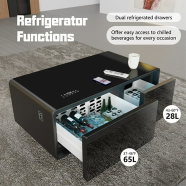 Modern Smart Coffee Table with Built-in Fridge, Bluetooth Speaker ...
