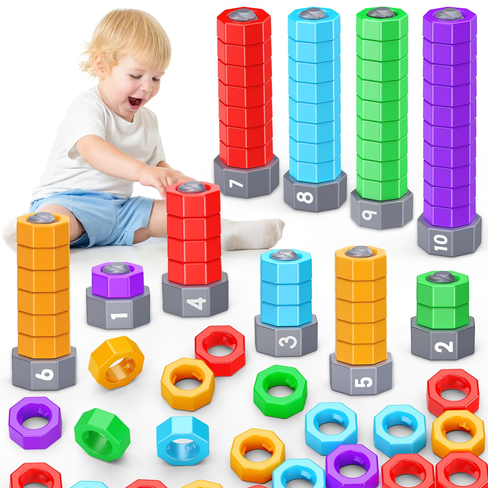 LIWIN LET'S GO! 2-in-1 DHF10 Montessori Counting & Stacking Toys ...