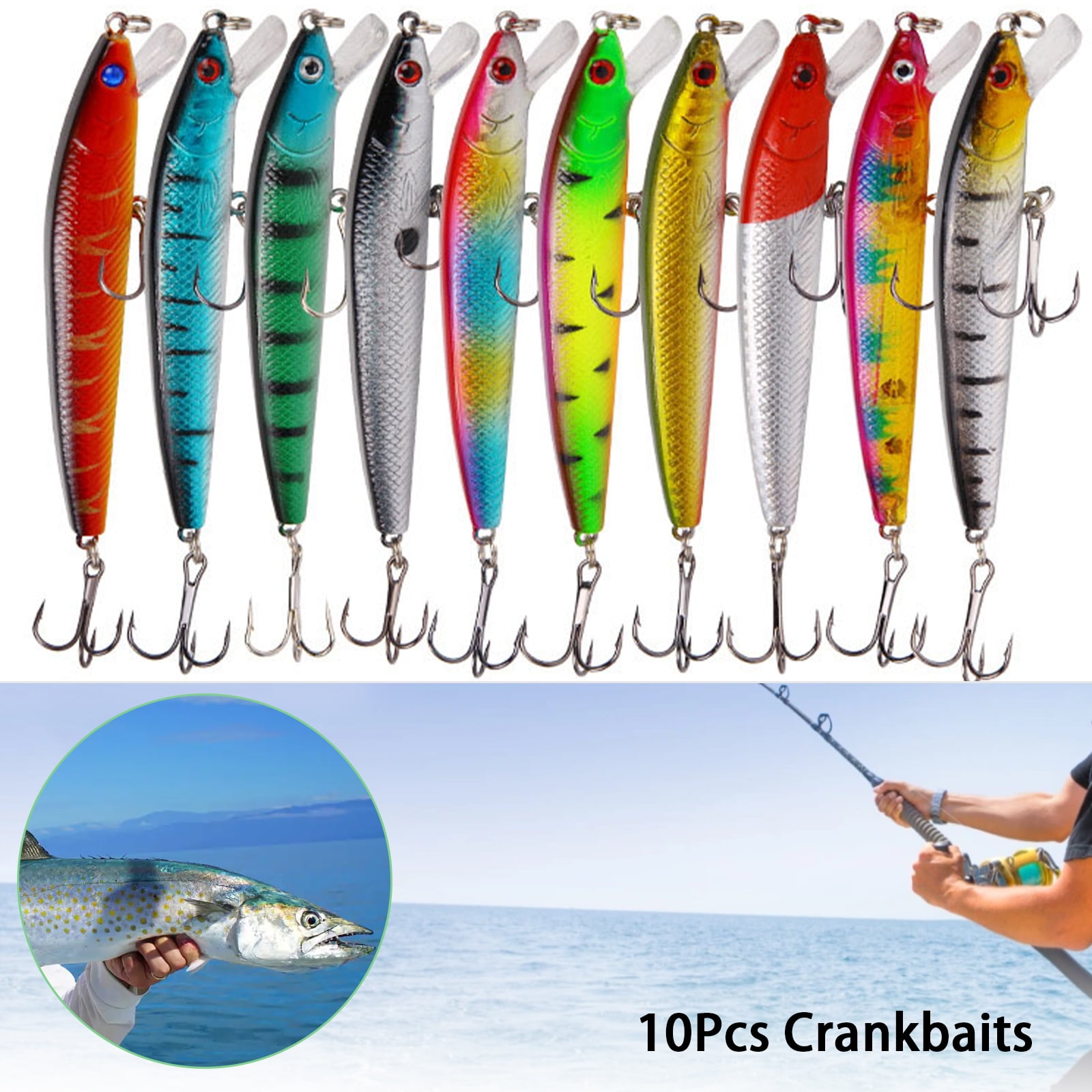 LIXI 10 PCs Cool Biomimetic Plastic Fishing Lure Set - 3.94 inches ...