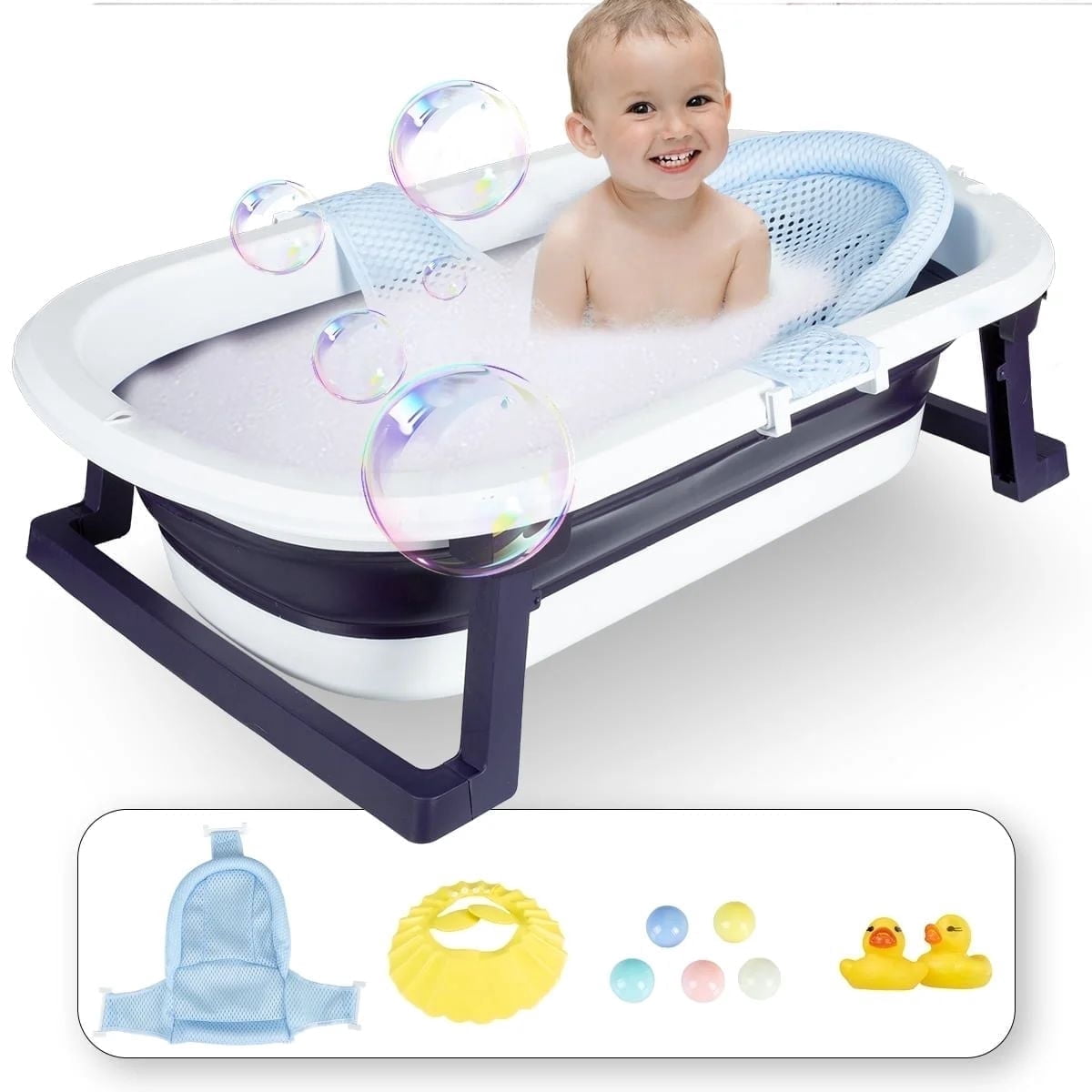 LIXI Foldable Baby Bathtub,Portable PP Material Baby Tub with Network ...