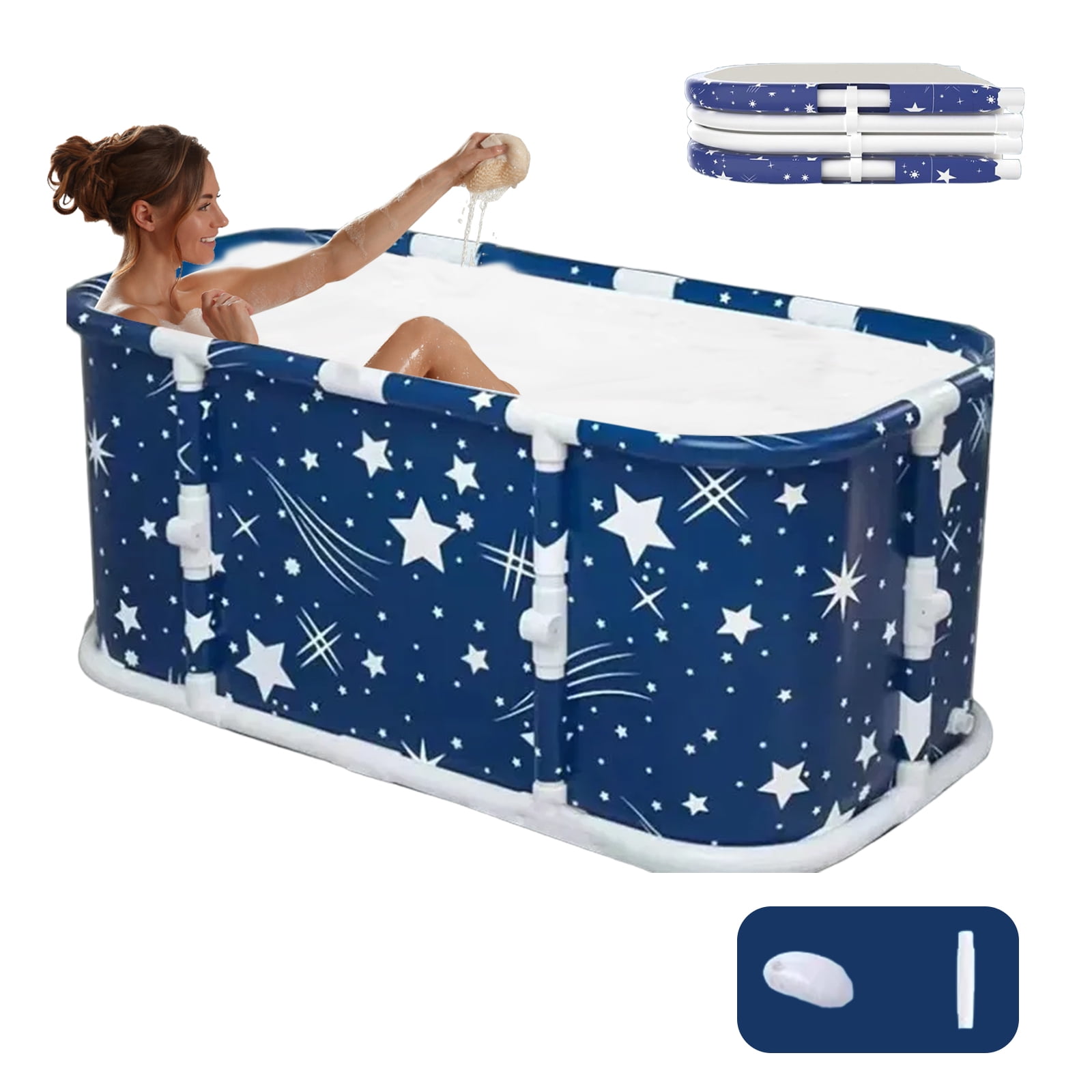 LIXI 47.2in One-Second Foldable Bathtub - Insulated Cotton-Lined PVC ...