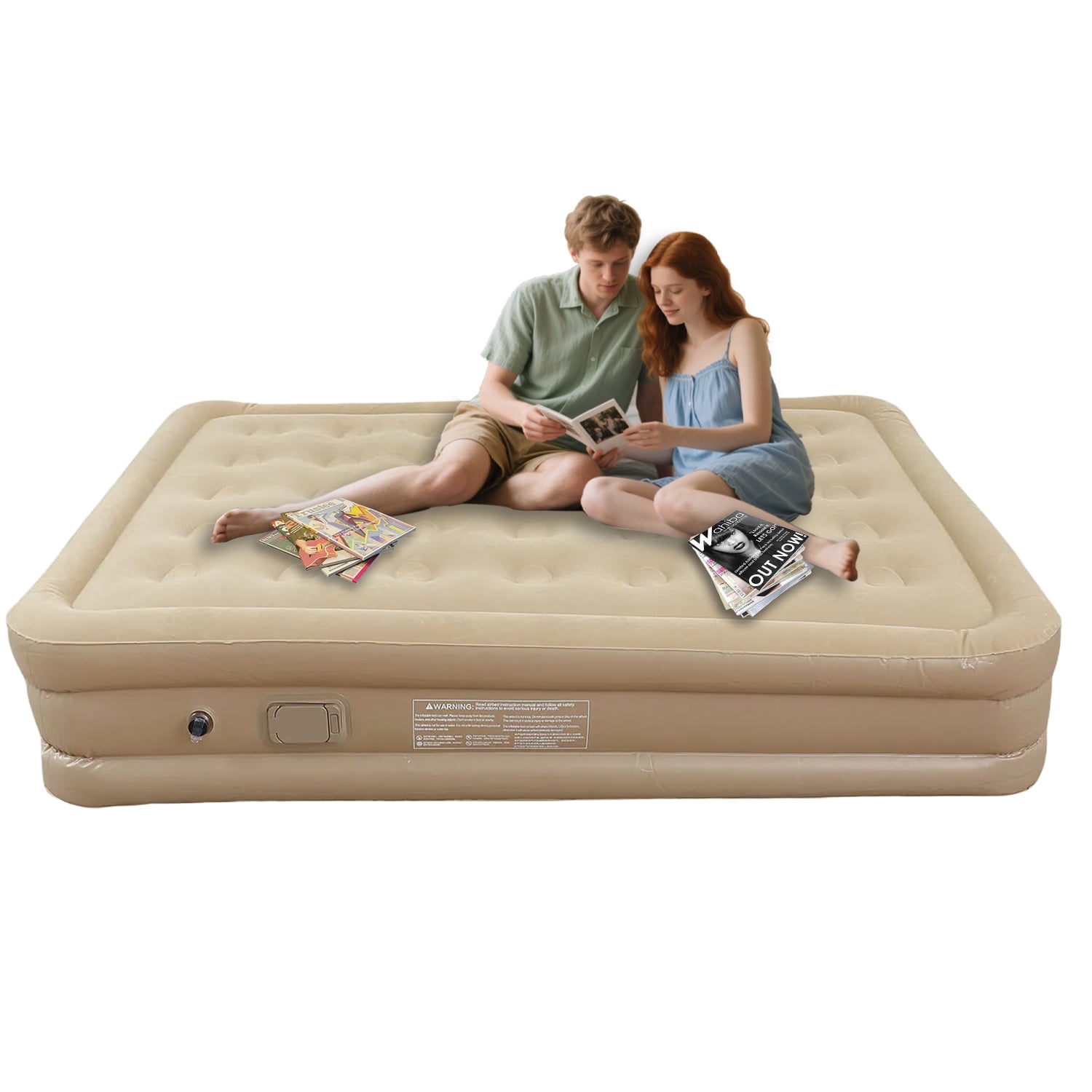 LIXI Premium Double Layer Air Mattress,Portable Bed with Built-in Pump ...