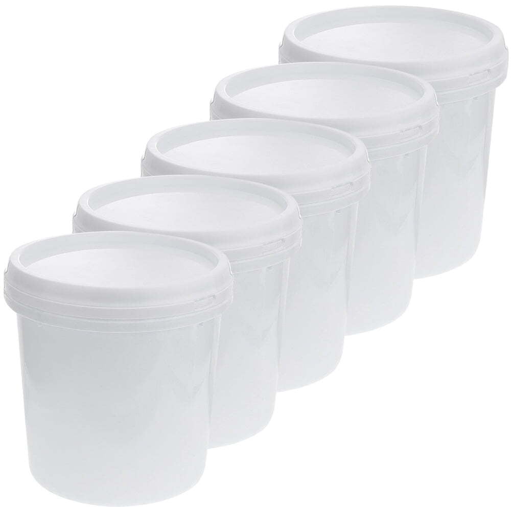 LIXIAO 5 Pcs Food Grade Plastic Bucket Tools Farm Pail with Lid 1L ...