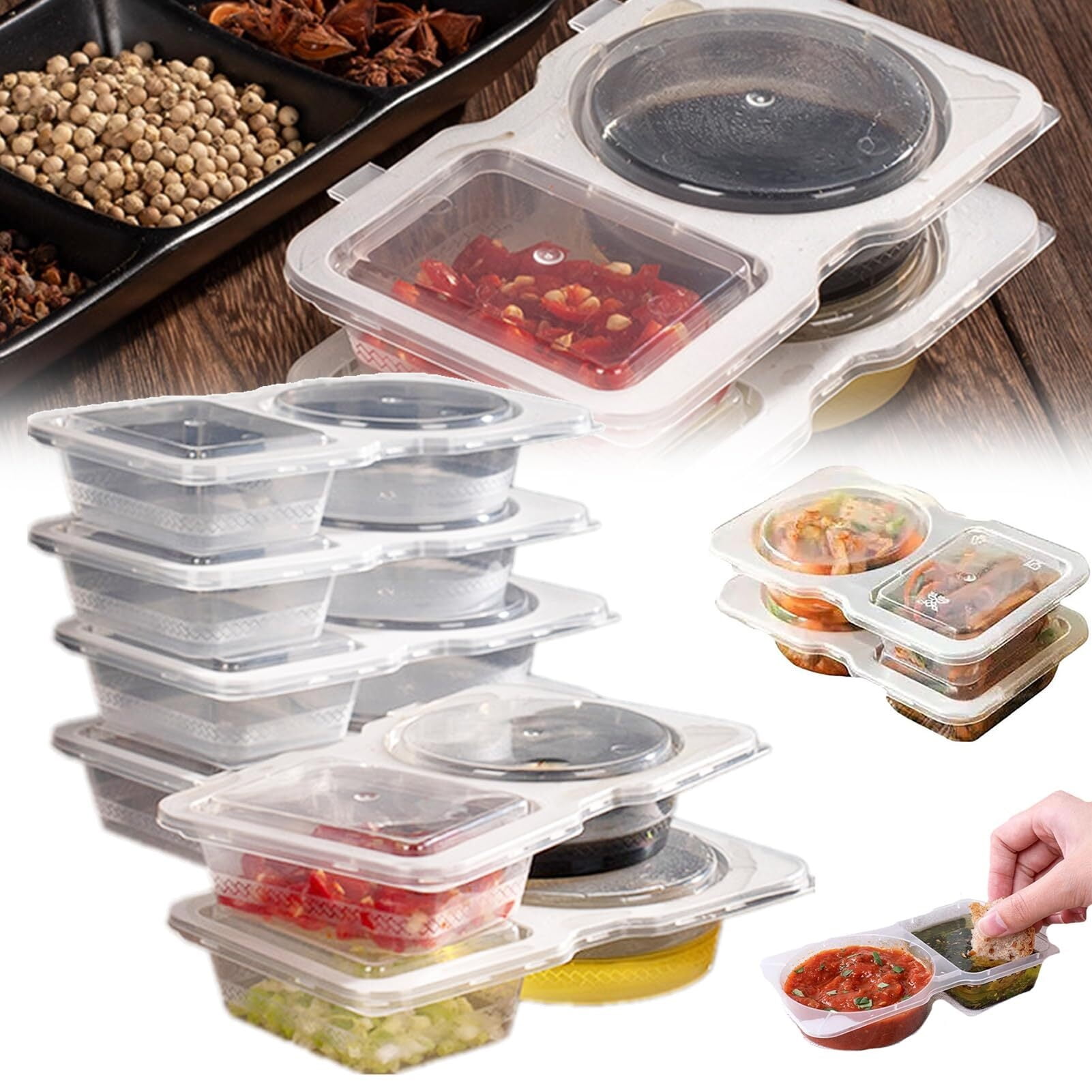LIXIAO Grab And Go Snack Containers,2 Compartment Snack Containers ...