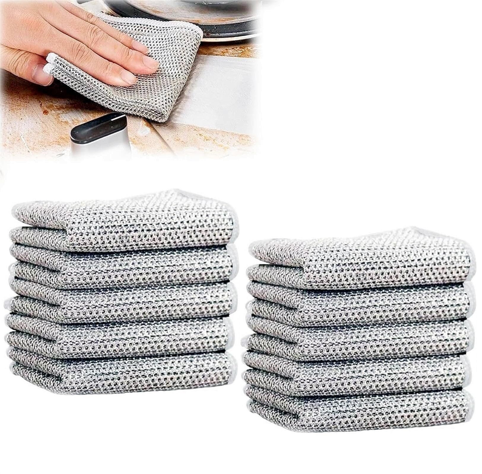 LIXIAO Multipurpose Wire Dishwashing Rags for Wet and Dry, Non-Scratch ...