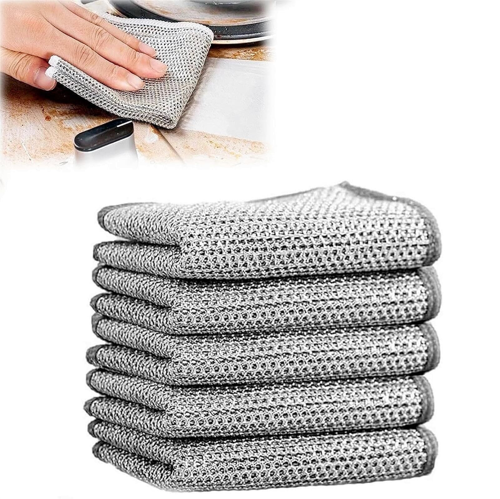 LIXIAO Multipurpose Wire Dishwashing Rags for Wet and Dry, Non-Scratch ...