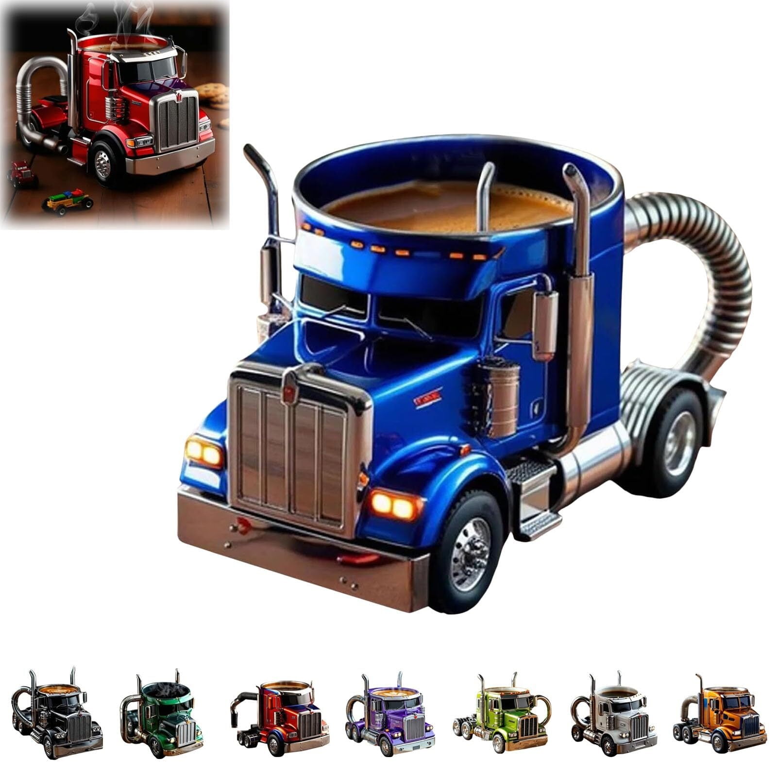 LIXIAO Semi-Truck Coffee Mugs, Handcrafted Truck Coffee Mug, Stainless Steel Creative Truck ...