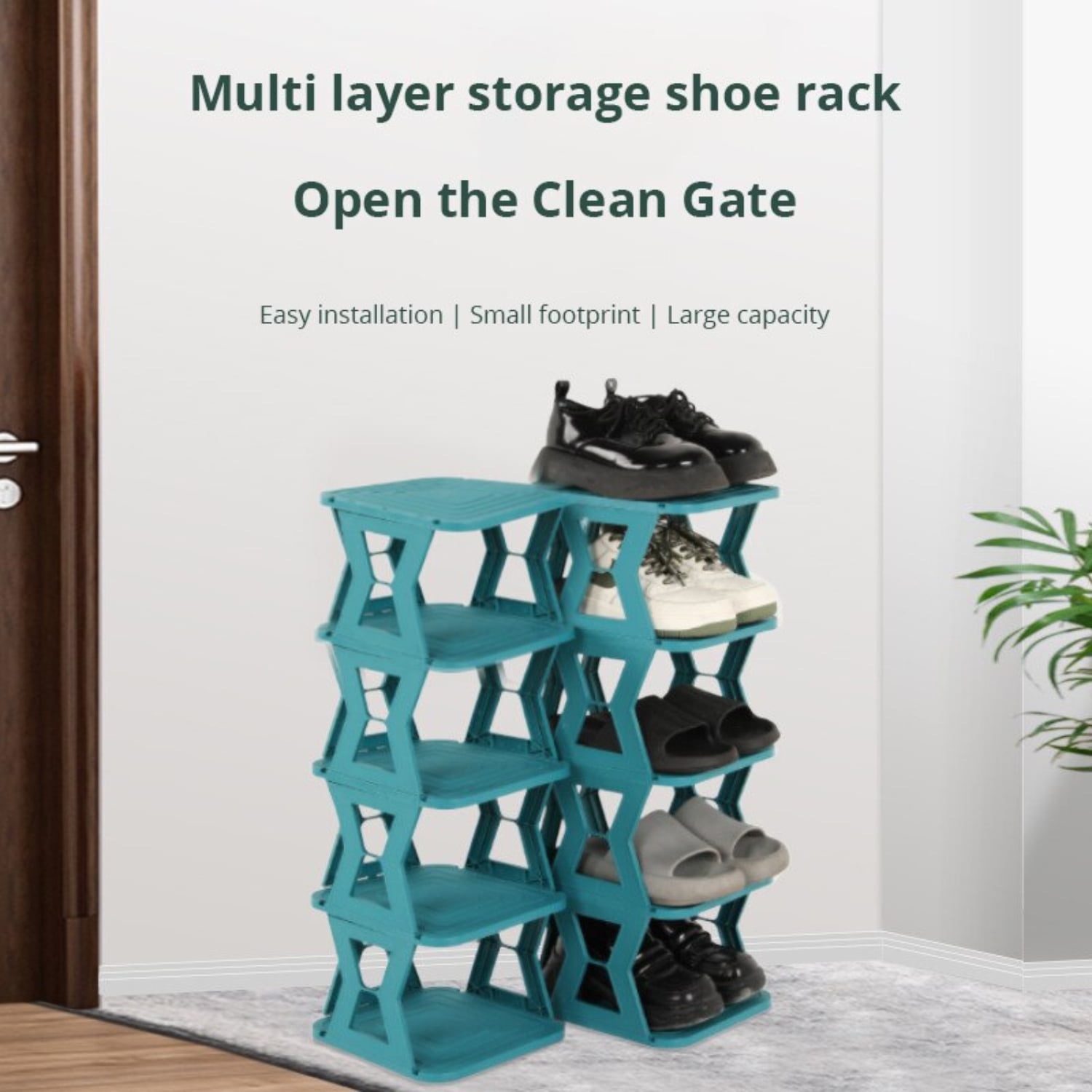 LIXILANG Foldable Multi-layer Simple Plastic Shoe Cabinet with Space ...