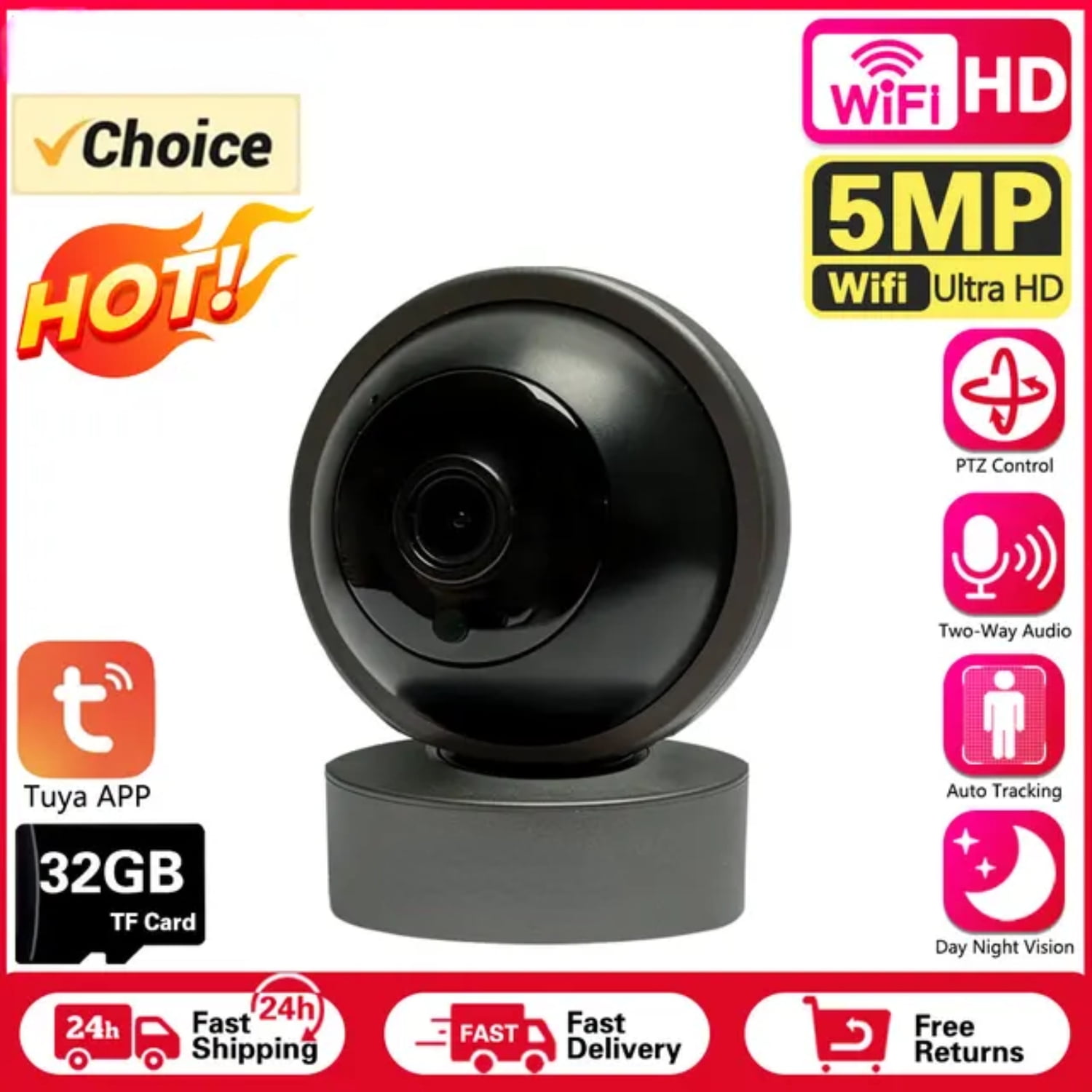 LIXILANG IP Camera 5MP Wifi Video Surveillance Camera CCTV HD Night ...