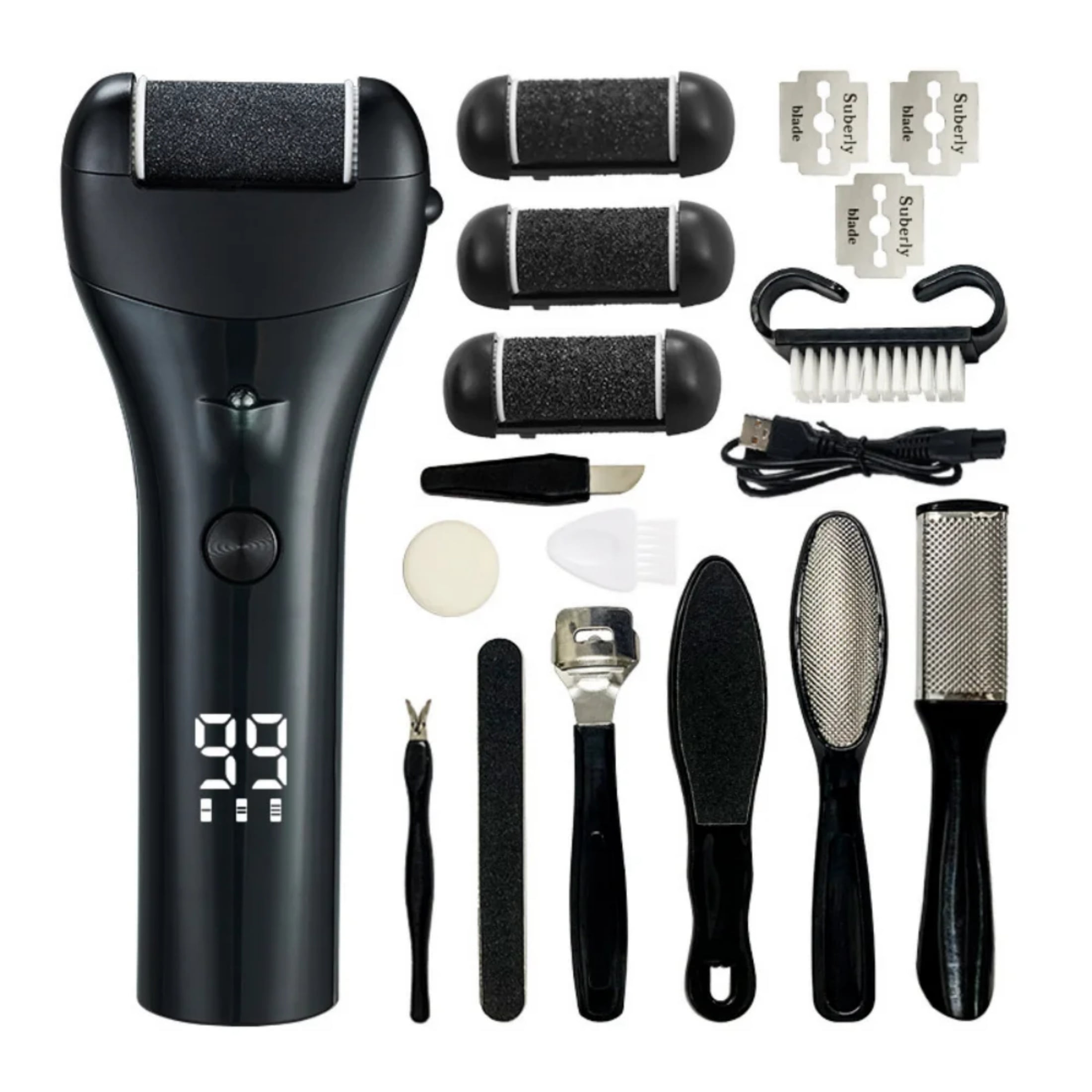 Liying Electric Foot Callus Remover, Rechargeable Pedicure Kit, 3 ...