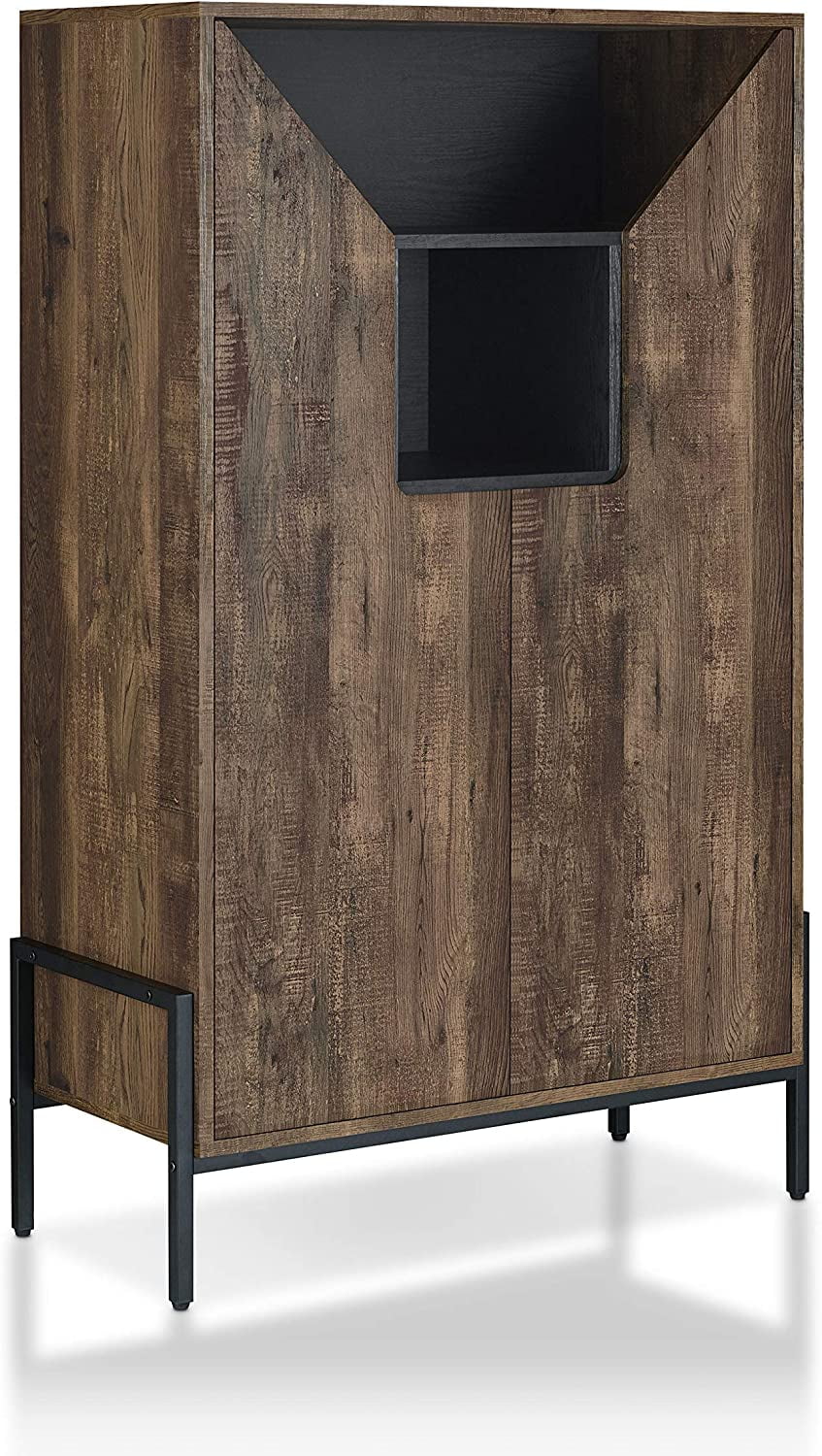 LIYU Charles Rustic Shoe Cabinet with 4 Enclosed Shelves, 3 Storage ...