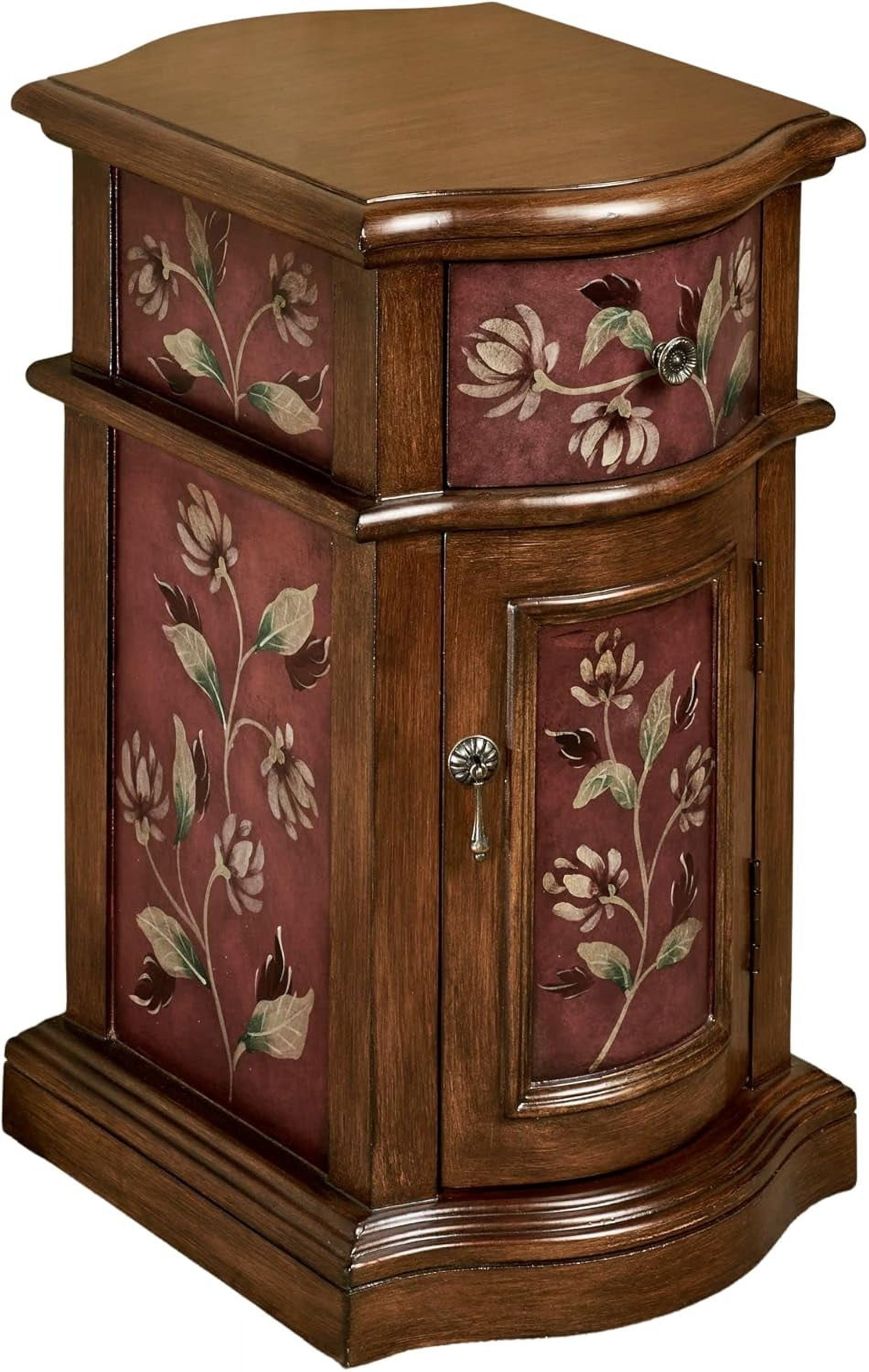LIYU Sophie Chairside Cabinet - Burgundy - Painted by Hand Wooden ...