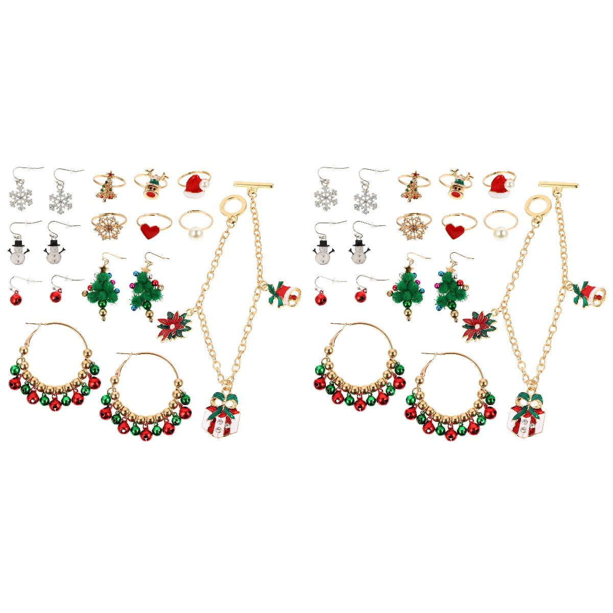 LIYUNMIAO 10 Sets of Christmas Jewelry Xmas Earrings Rings Bracelets Dress Up Accessory ...