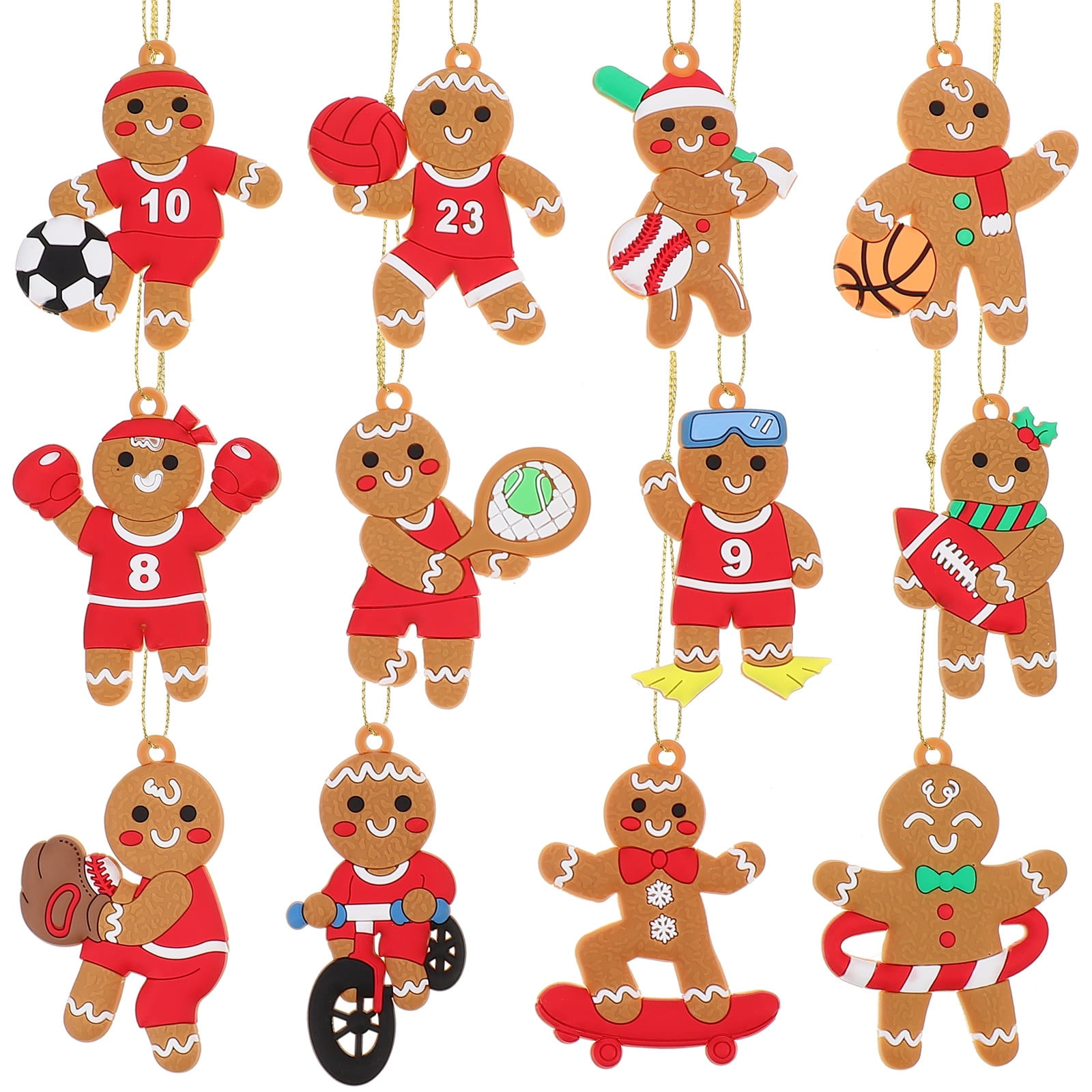 LIYUNMIAO 12pcs Sports Gingerbread Man Xmas Tree Ornaments Clay ...