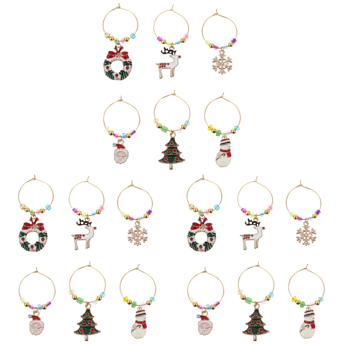 LIYUNMIAO 18 Pcs Alloy Cup Ring Christmas Theme Wine Glass Decoration ...
