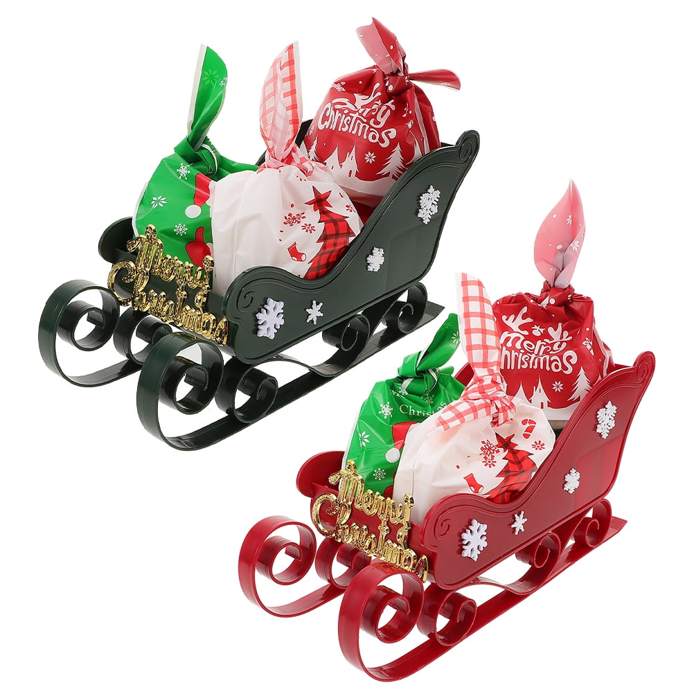 GOOHOCHY Exquisite Santa Sleigh Decor Plastic Holiday Table Centerpiece ...