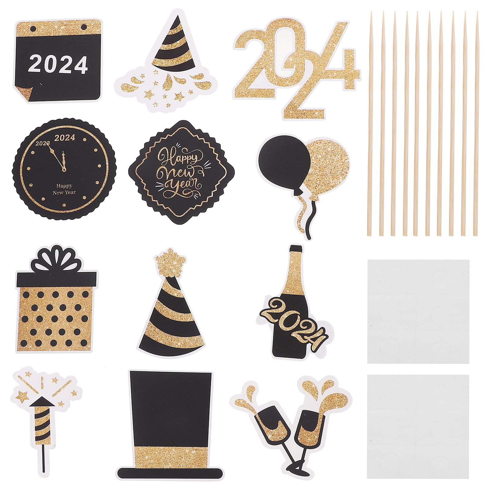 GOOHOCHY Assorted Color New Year Party Cupcake Toppers Paper Cake ...