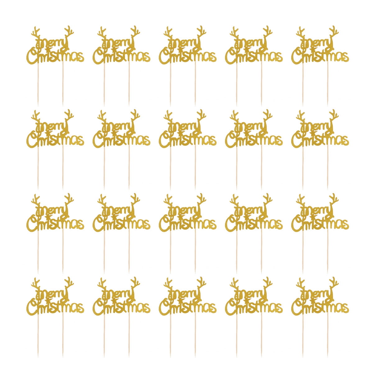 LIYUNMIAO 20Pcs Merry Christmas Cupcake Toppers Gold Decor - Walmart.com