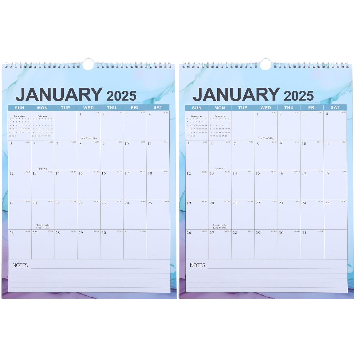 LIYUNMIAO 2pcs Wall Calendar 2024-2025 Hanging Calendar English Wall ...