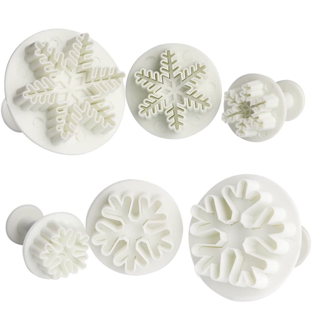 LIYUNMIAO 6 Snowflake Silicone Plunger Molds for Cake Decorating ...