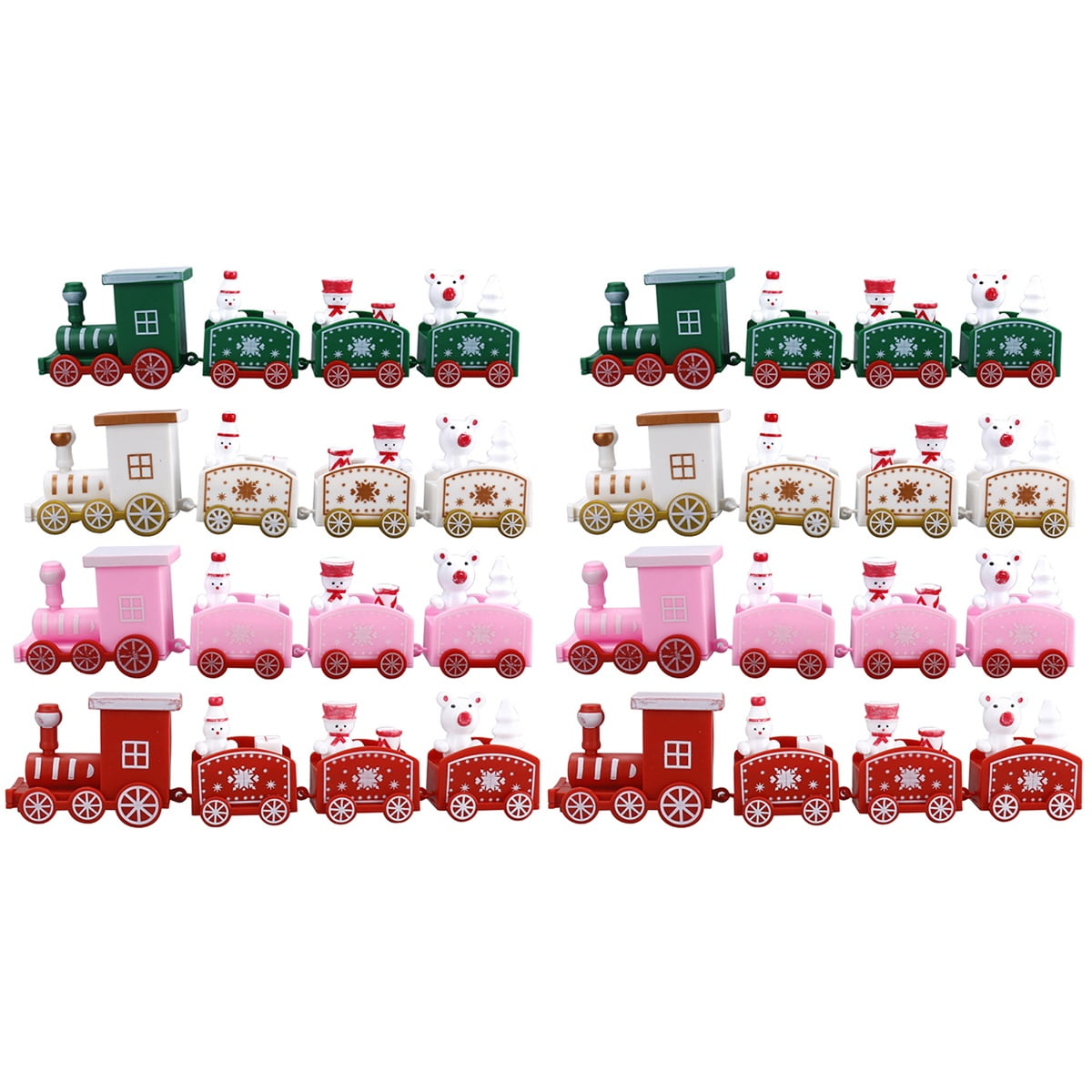 LIYUNMIAO 8 pcs Christmas Mini Train Xmas Plastic Train Ornaments ...