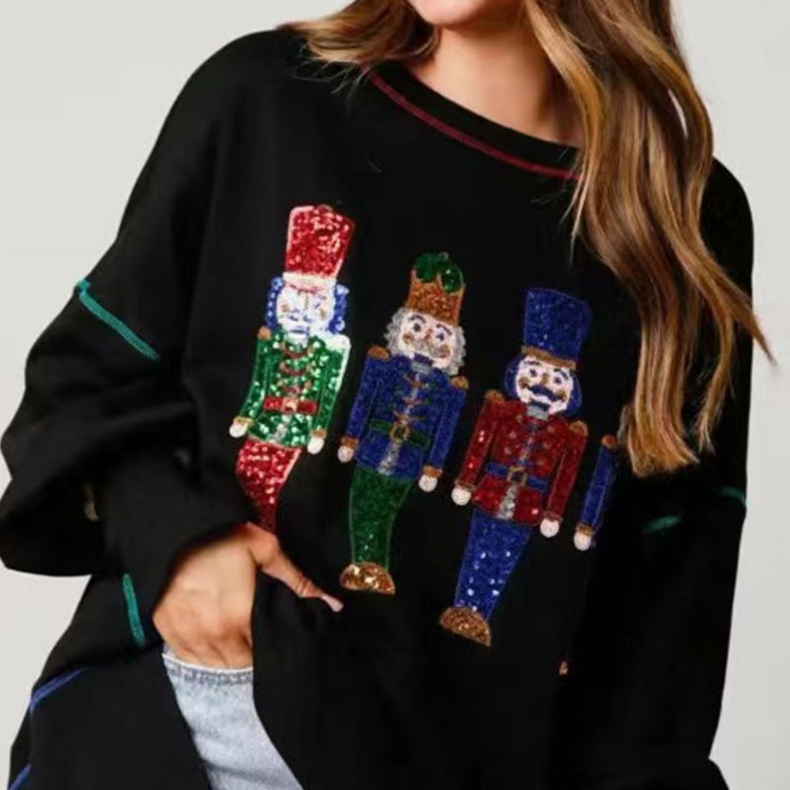 LIYUNMIAO Christmas Nutcracker Patch 4pcs Iron On Christmas Sequin Nutcracker King Patches Xmas ...