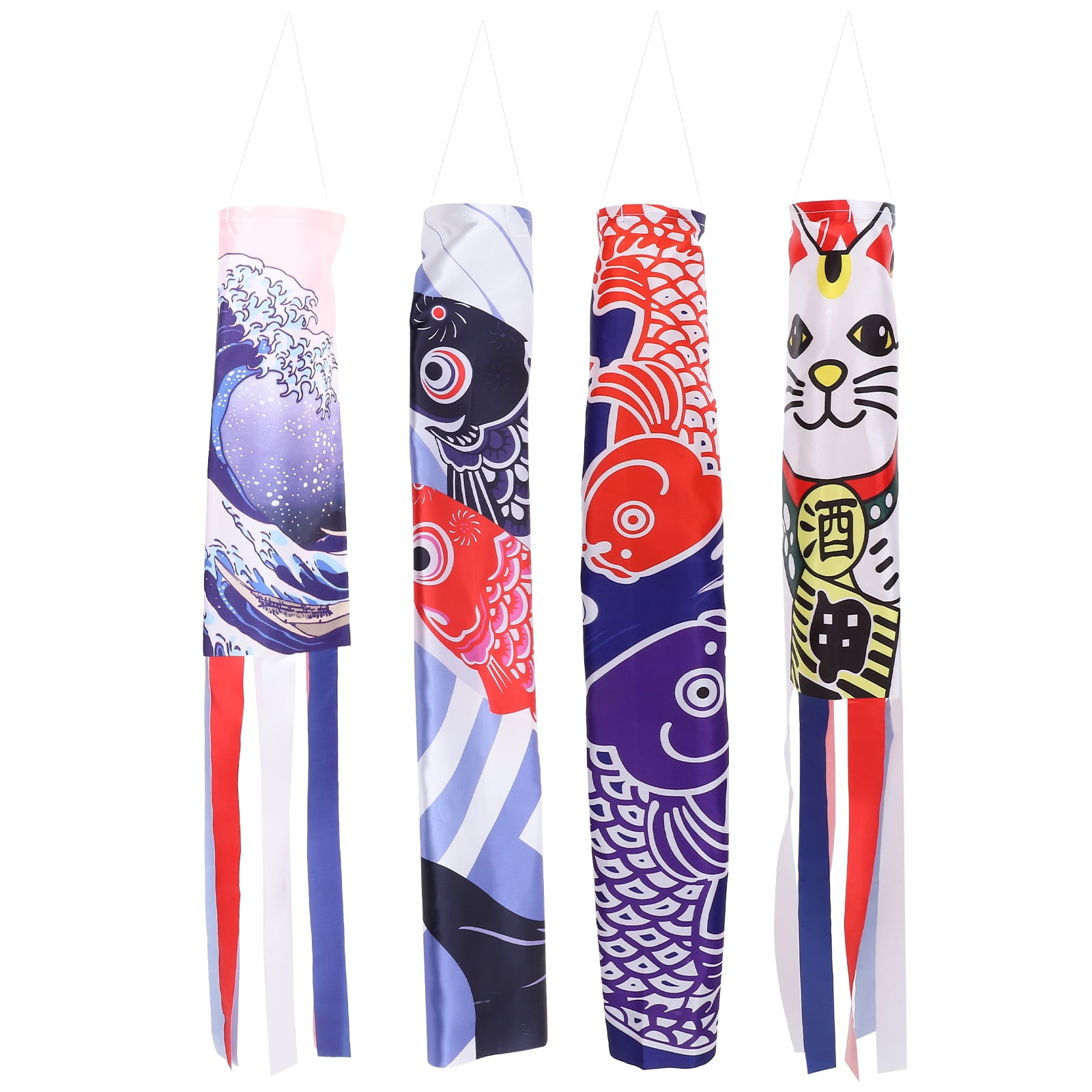 LIYUNMIAO Japanese Windsock Flags - Set of 4 - Decorative Streamer ...