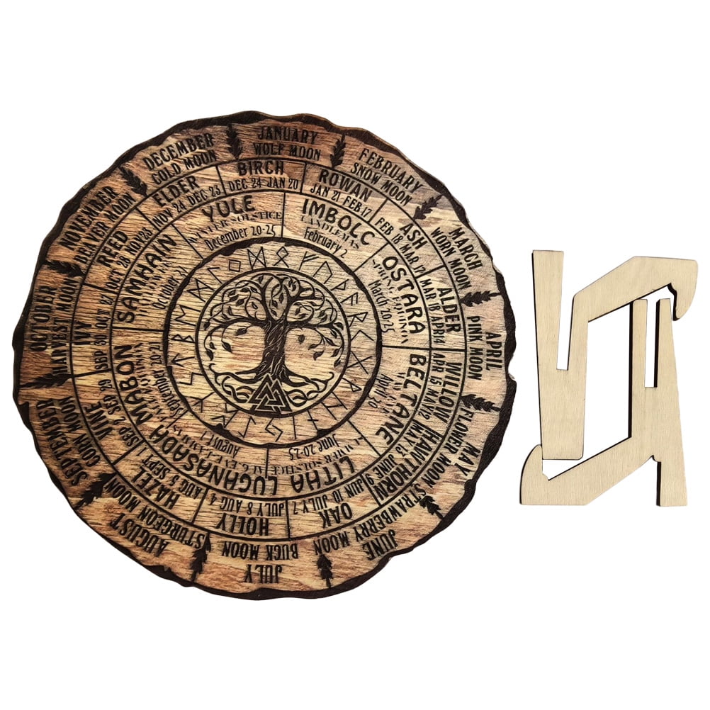 GOOHOCHY Wheel Of The Sign 1 Set Wooden Tree Calendar For Office Home ...