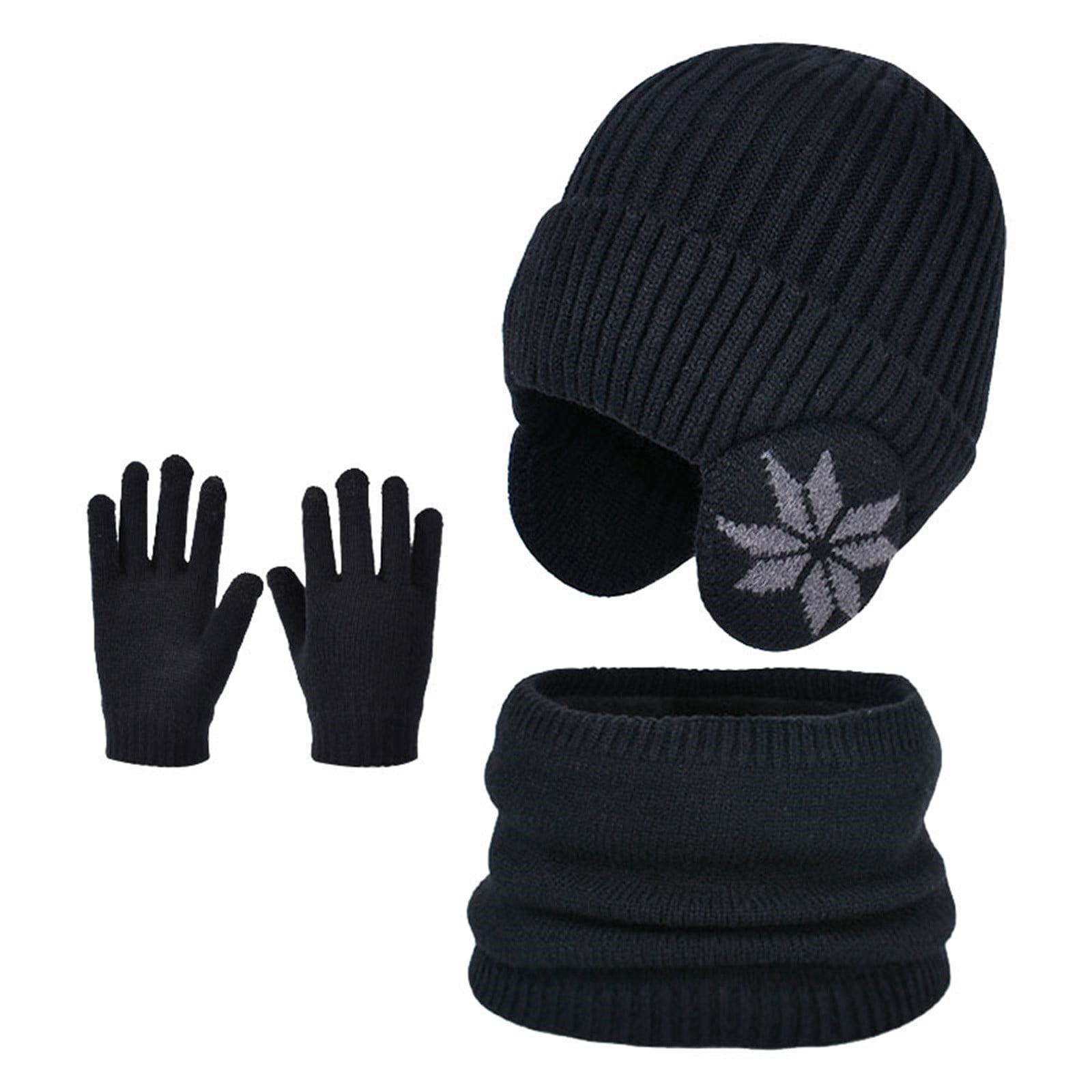 LIZENG Kids Fleece Lined Hat Scarf Glove Set Winter Thermal Beanie ...