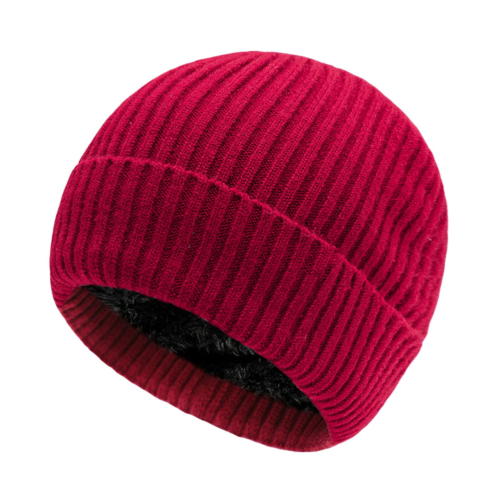LIZENG Women’s Fleece-Lined Ribbed Knit Beanie Hat Cozy Acrylic Winter ...