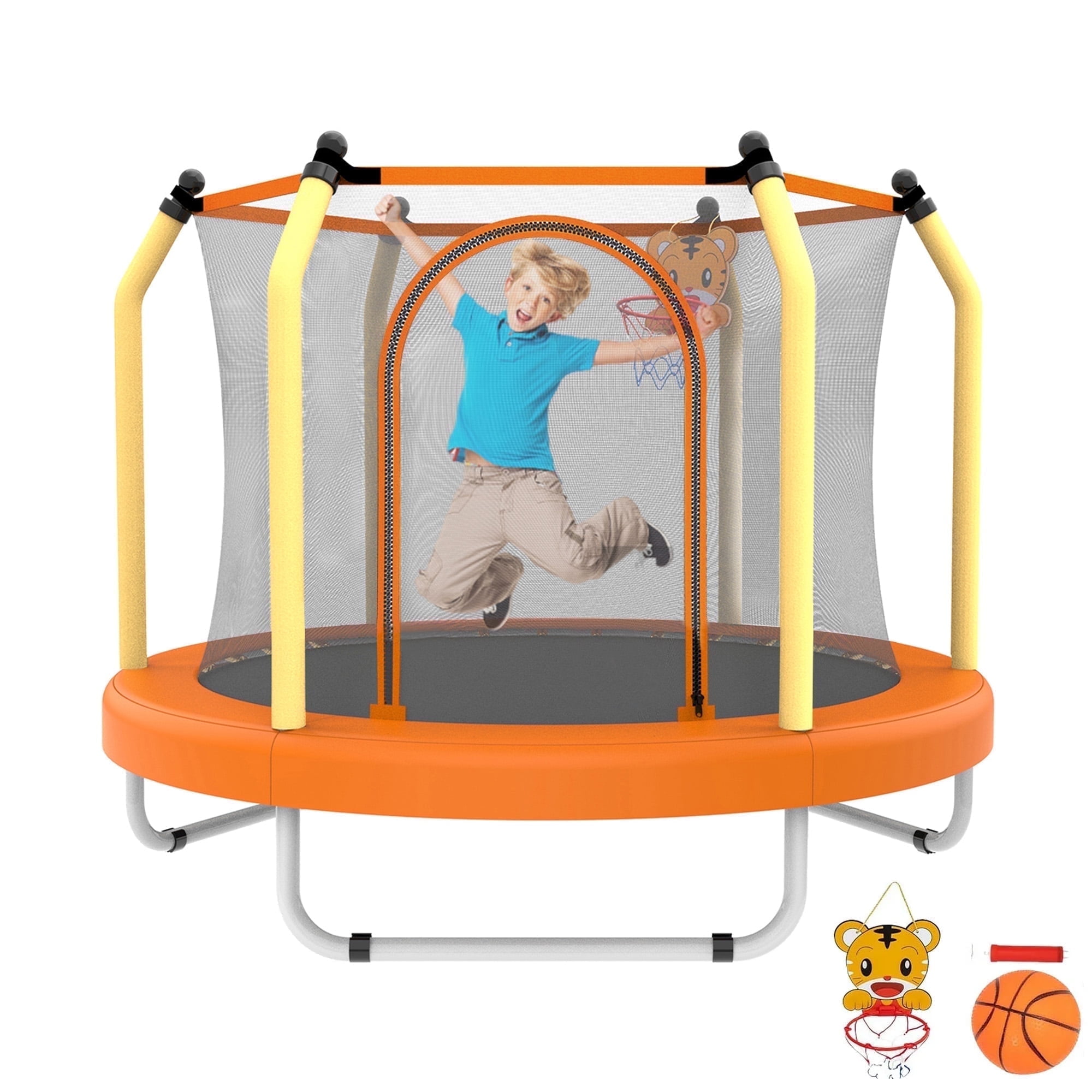 LIZEVINC 55-Inch Outdoor Toddler Trampoline with Enclosure Net, Mini ...