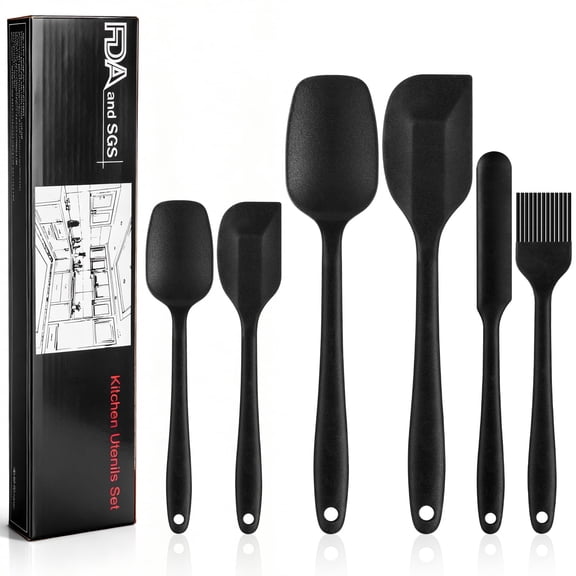 XUERUI-600℉ Heat Resistant BPA-Free Silicone Rubber Spatula Set,Kitchen ...