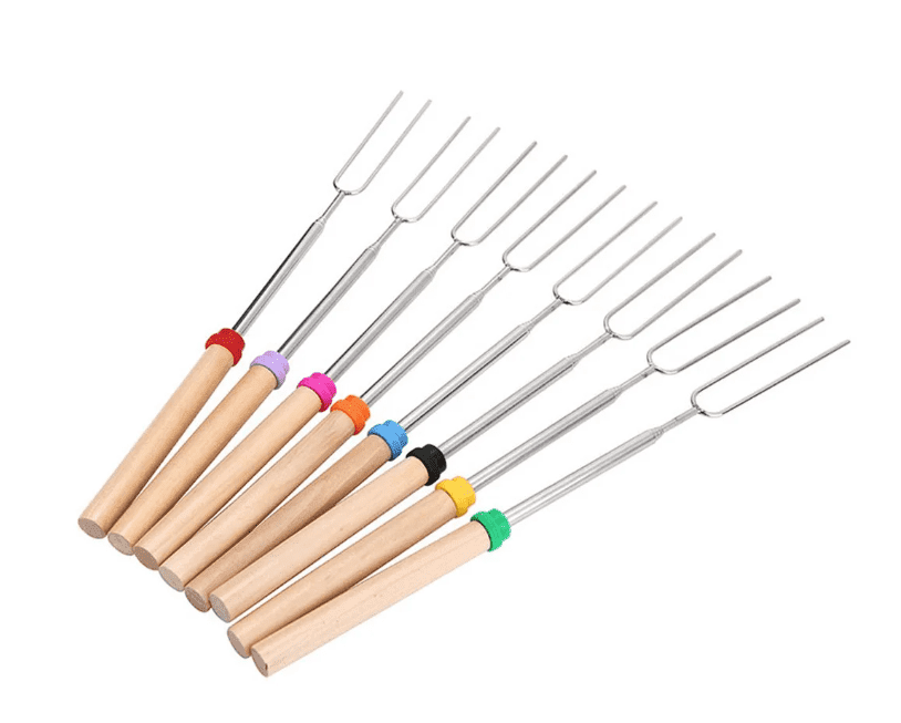 LIZEVINC 8 Pcs Marshmallow Roasting Sticks 32 inch Extendable Stainless Steel Smores Sticks Kit ...