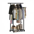 LIZEVINC Double Rod Clothes Rack with Shelf, Metal Garment Rack ...