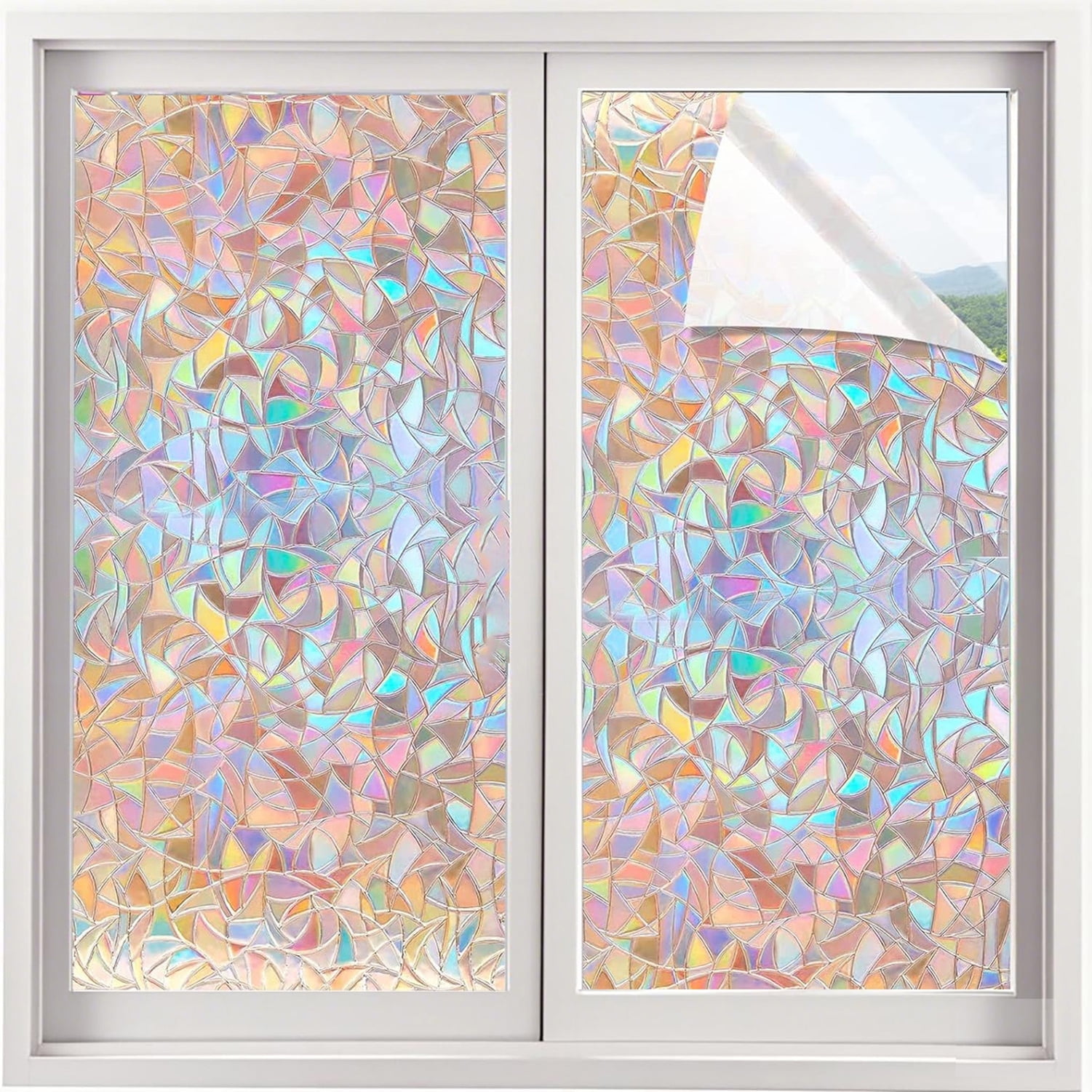 LIZEVINC Window Privacy Film 17.5"x86.6" Rainbow Window Clings, 3D ...